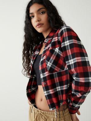 PLAID FLANNEL CROP SHIRT