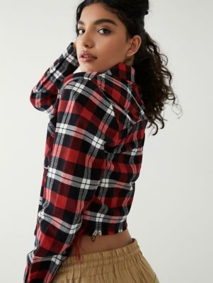PLAID FLANNEL CROP SHIRT