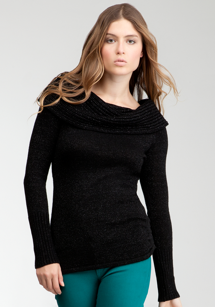 Off Shoulder Metallic Sweater | Edgepulse