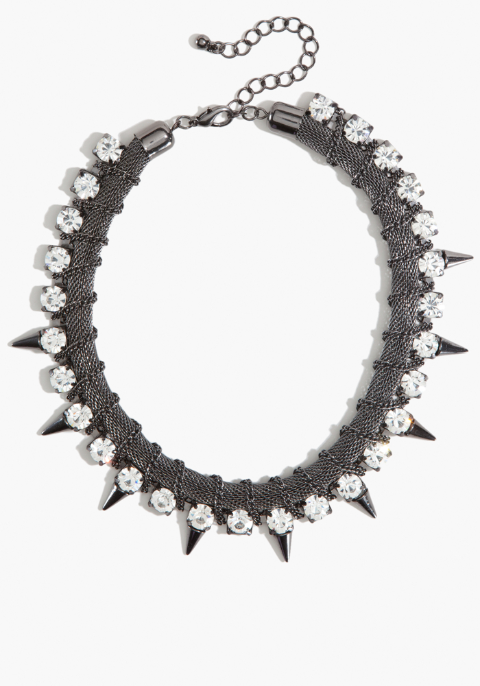 Crystal & Spike Chain Necklace | Blogclub