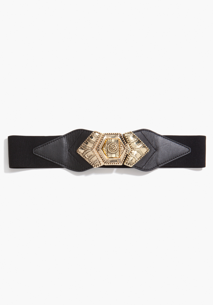 Leatherette & Metal Stretch Belt | Yaxo