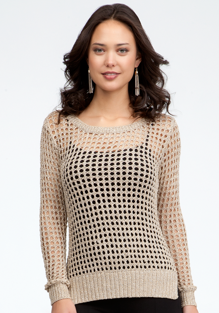 Open Stitch Metallic Yarn Top | Fashion Collection