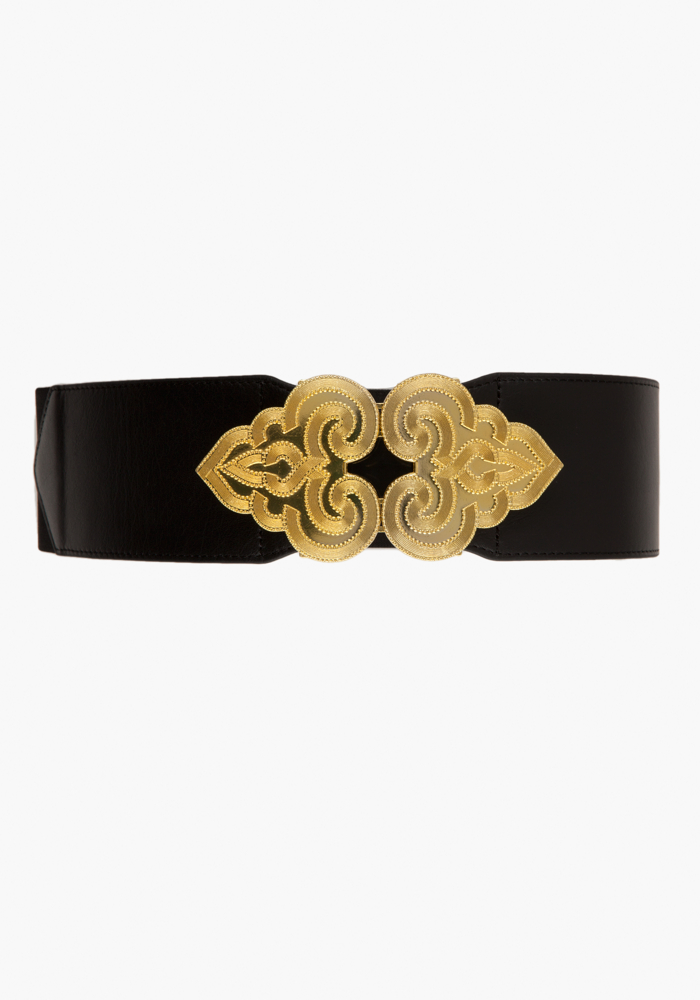 Leather Scroll Stretch Belt | Yaxo