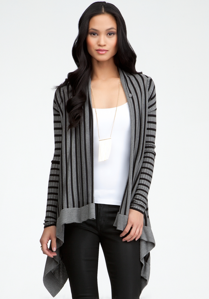 Crossover Drape Stripe Cardigan – Online Exclusive | Yaxo