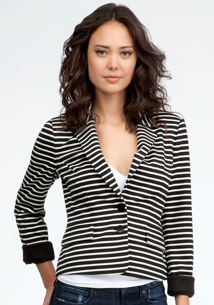 Casual Knit Striped Blazer | Divaloo