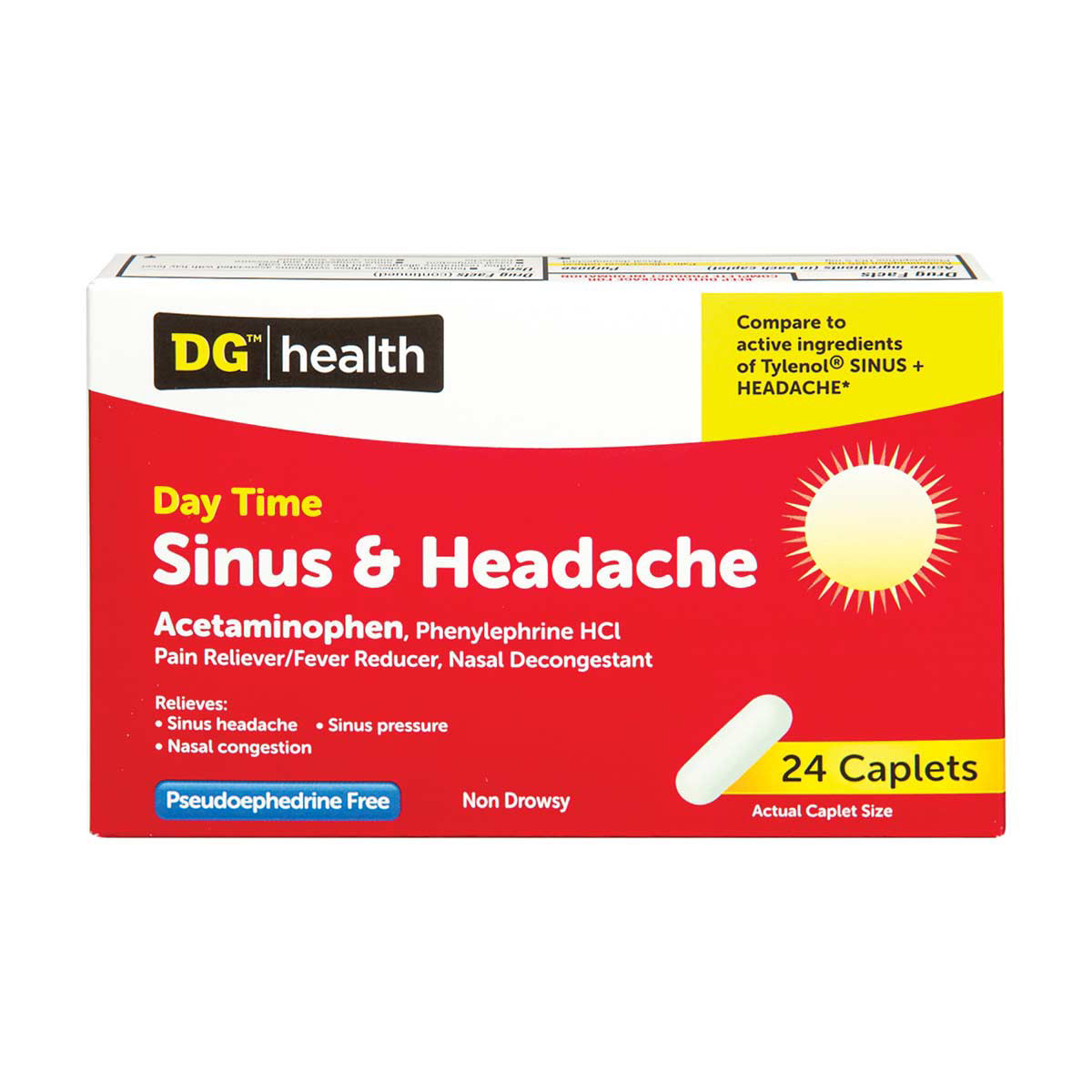 Buy DG Health Day Time Sinus & Headache Relief Caplets, 24 ct from ...