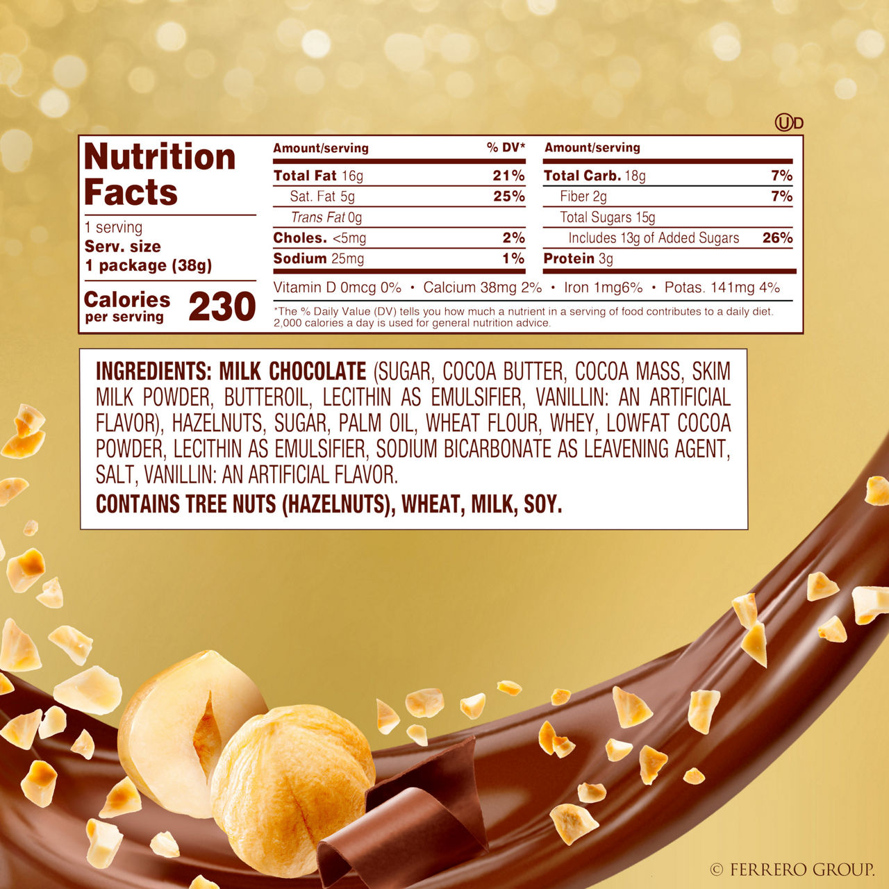 Ferrero Rocher Premium Gourmet Milk Chocolate Hazelnut, Individually ...