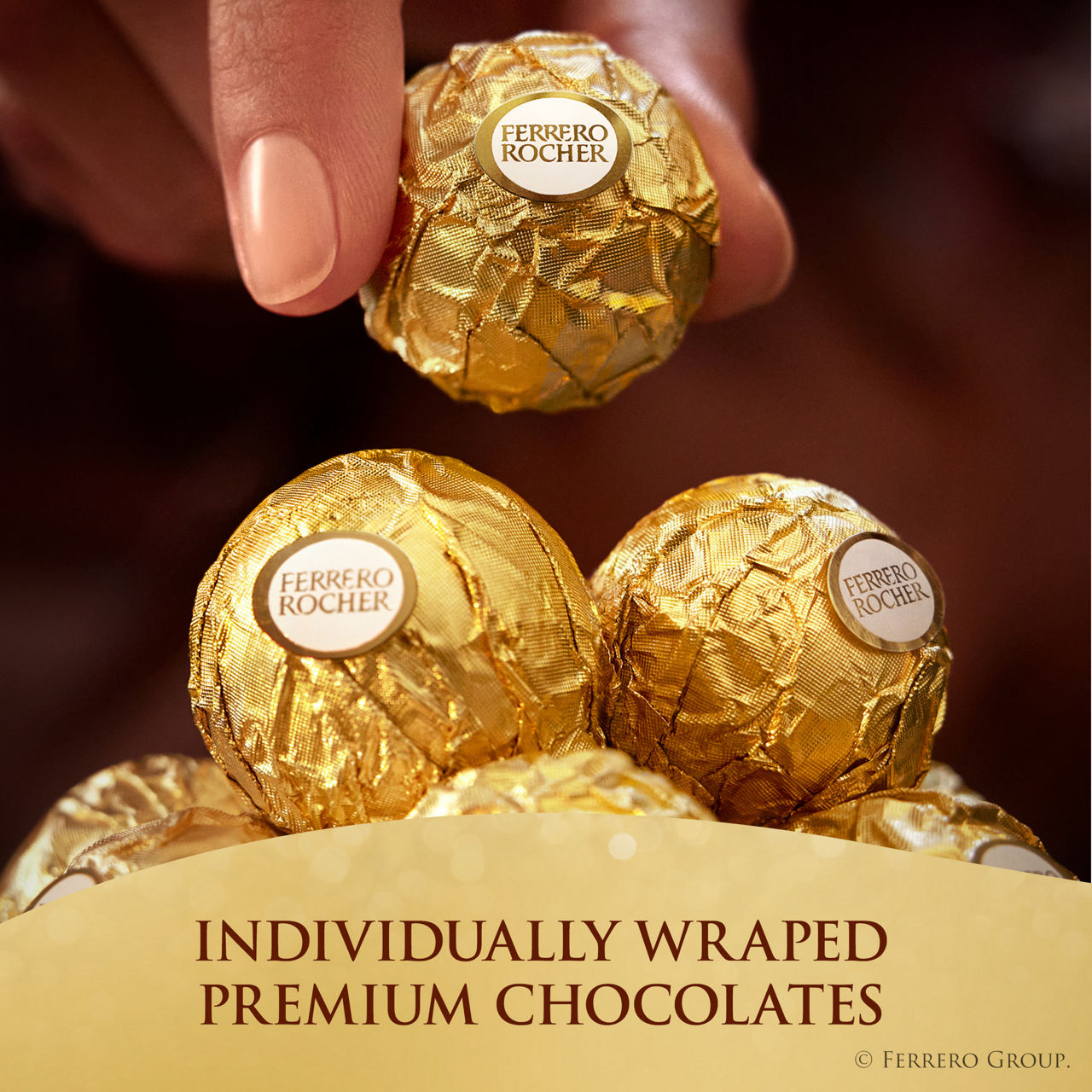 Ferrero Rocher Premium Gourmet Milk Chocolate Hazelnut, Individually ...