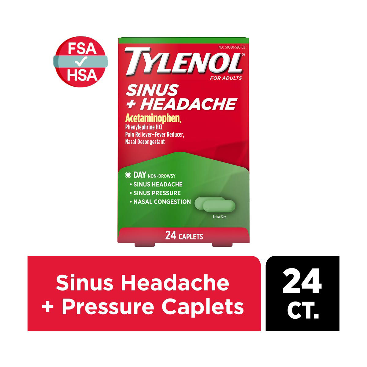 Buy Tylenol Sinus + Headache Daytime Non-Drowsy Relief Caplets ...