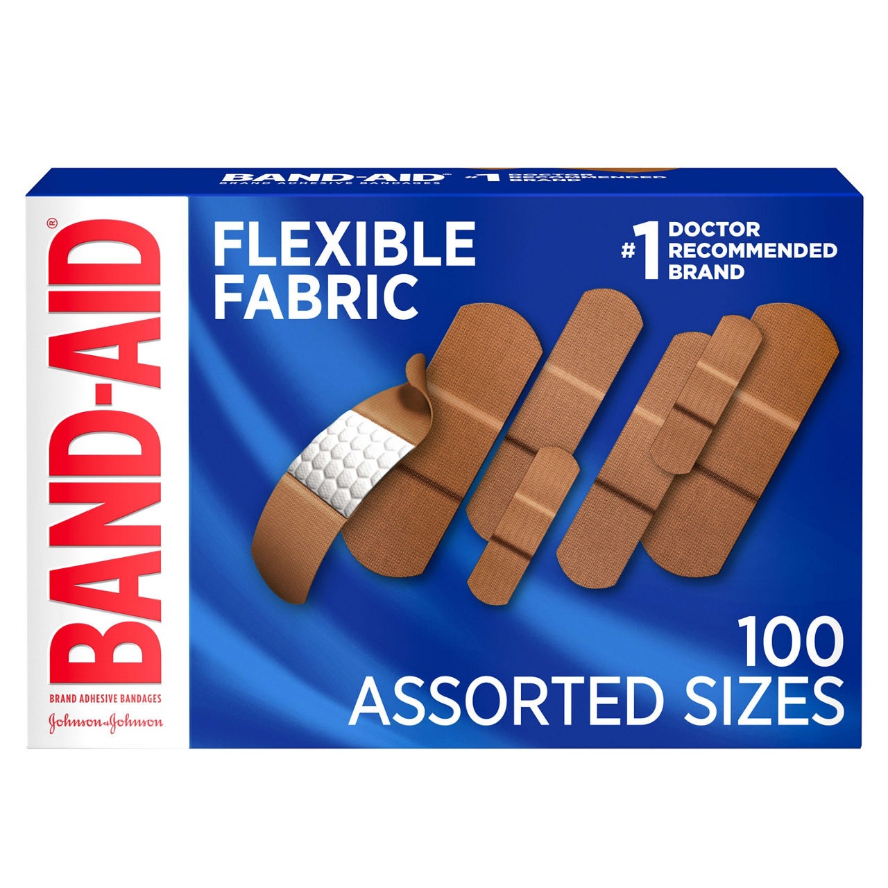 Band-Aid Brand Flexible Fabric Adhesive Bandages, Assorted, 100 Ct ...