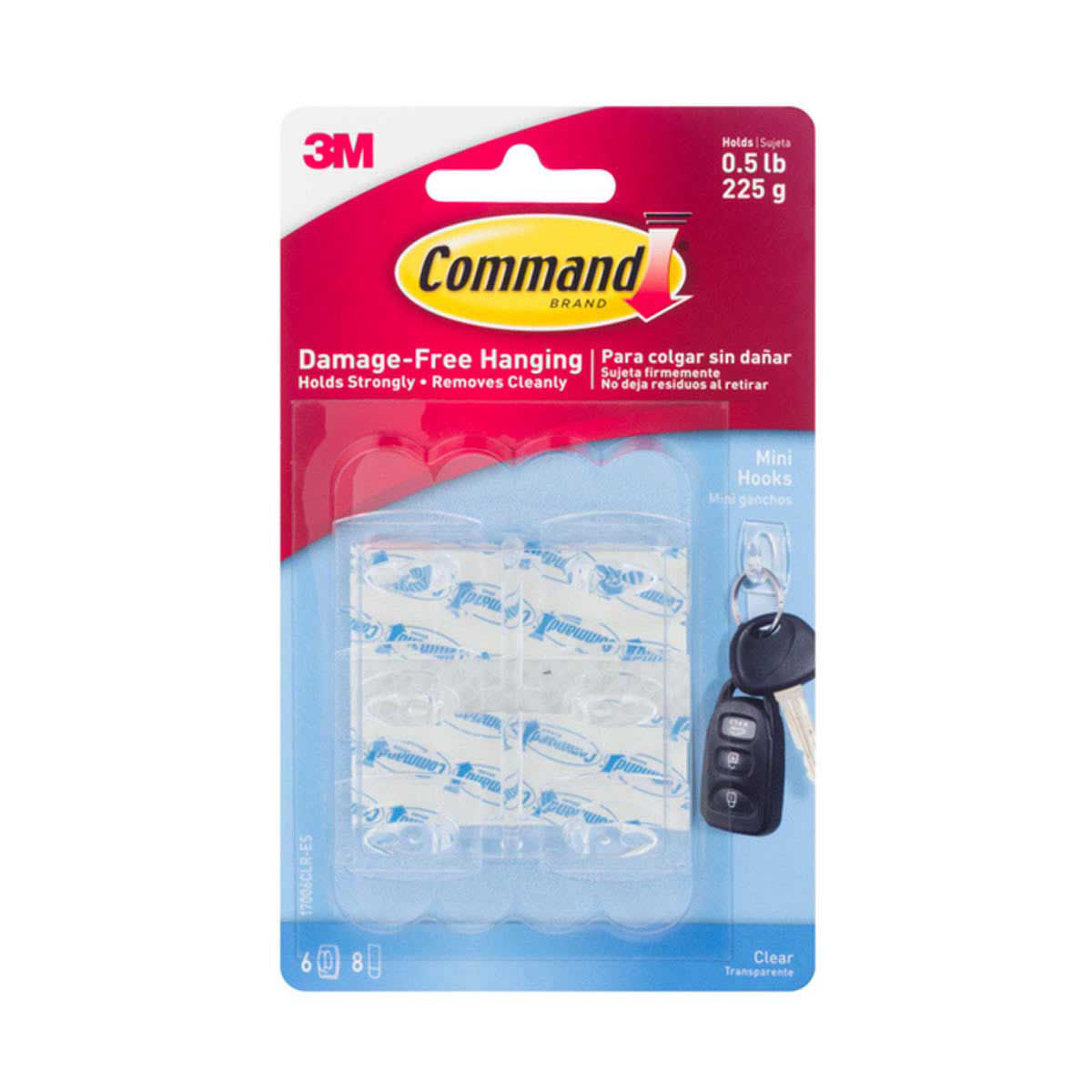 Command Clear Mini Hooks 6 Hooks 8 Strips Pack