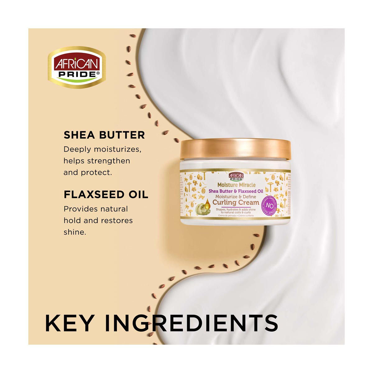 African Pride Moisture Miracle Shea Butter Flaxseed Oil Moisturize Define Curling Cream 12 Oz