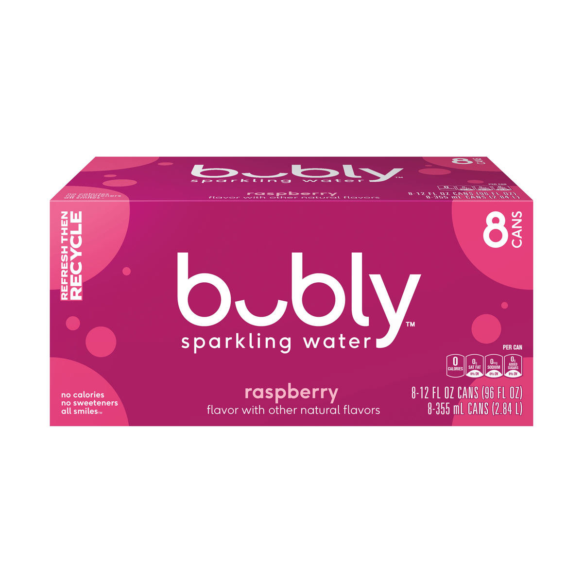 Bubly Sparkling Water - Raspberry, 12 fl oz - 8 ct