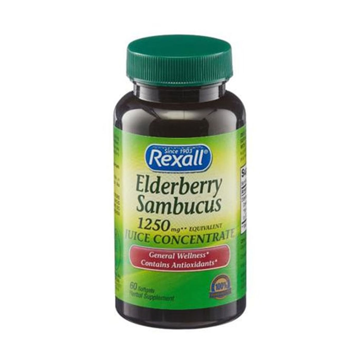 Buy Rexall Elderberry Sambucus 1250 mg Juice Concentrate Softgels, 60 ...