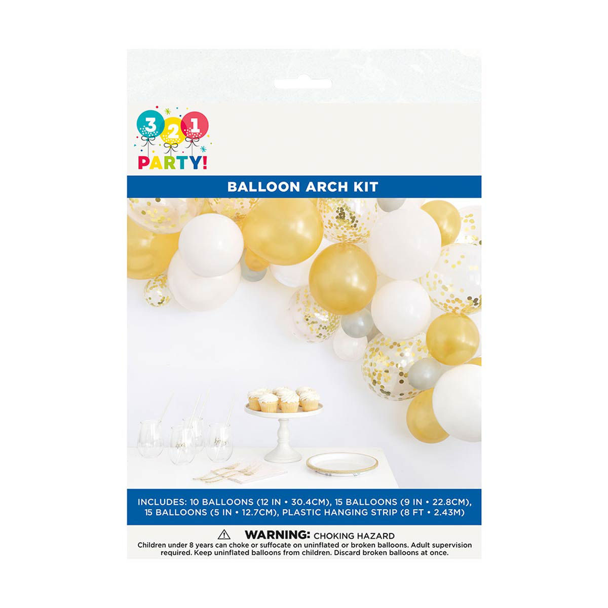 321 Party Silver Gold Balloon Arch Kit 40 pc