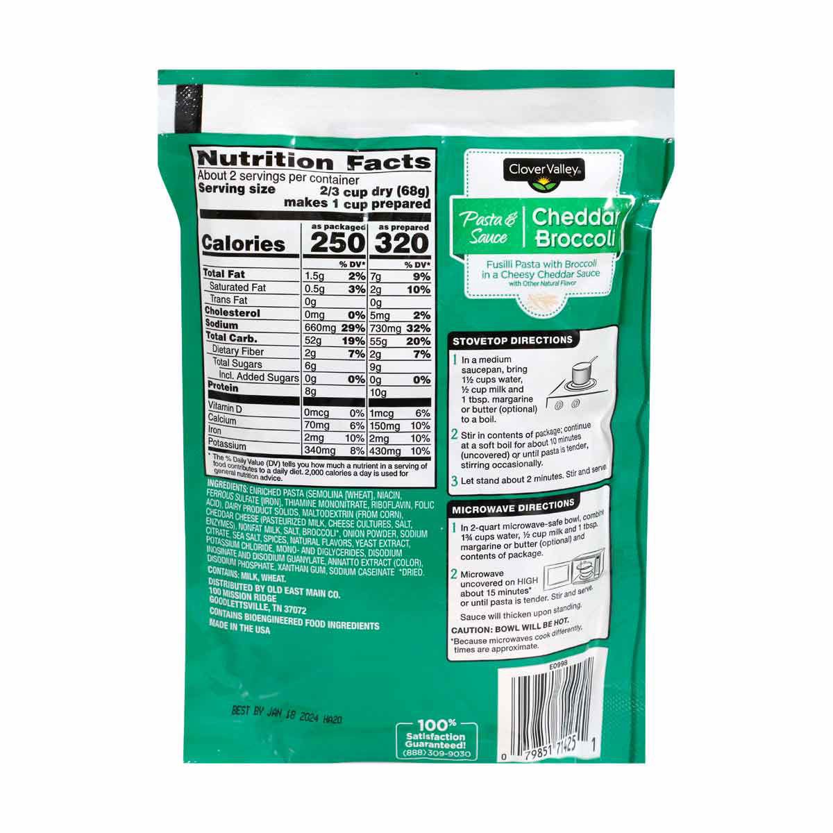 Buy Clover Valley Cheddar Broccoli Fusilli Pasta, 4.8 oz from Dollar ...