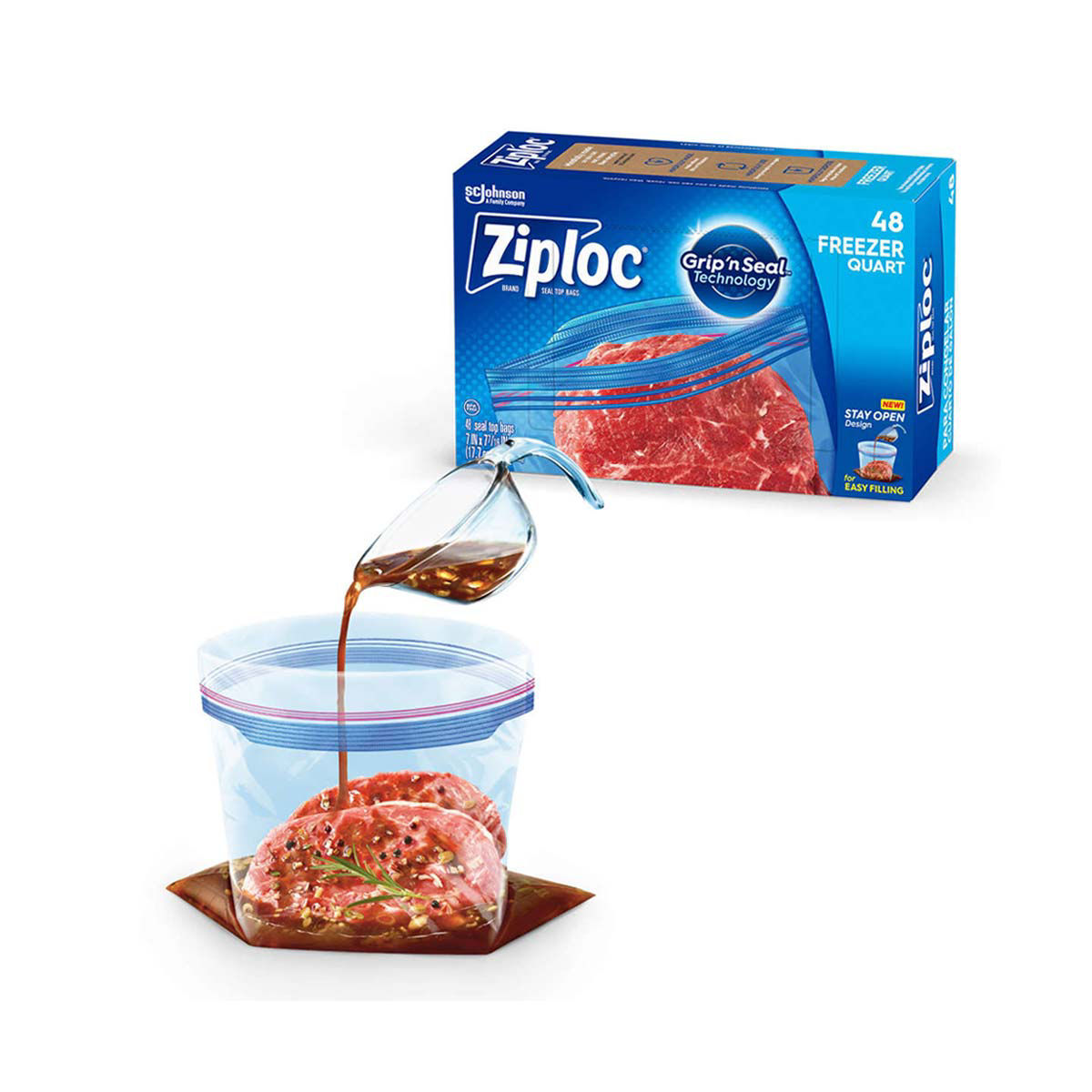 Buy ZiplocÂ® Brand Freezer Bags with New Stay Open Design, Quart, 48 ct ...