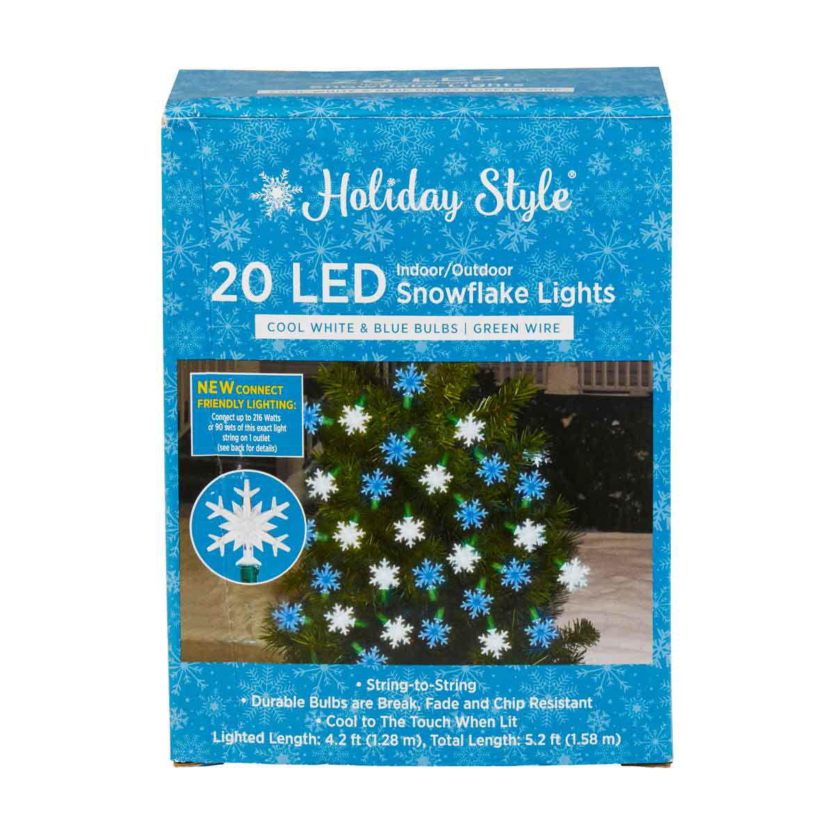 Holiday Style LED Snowflake Christmas Lights 20 ct