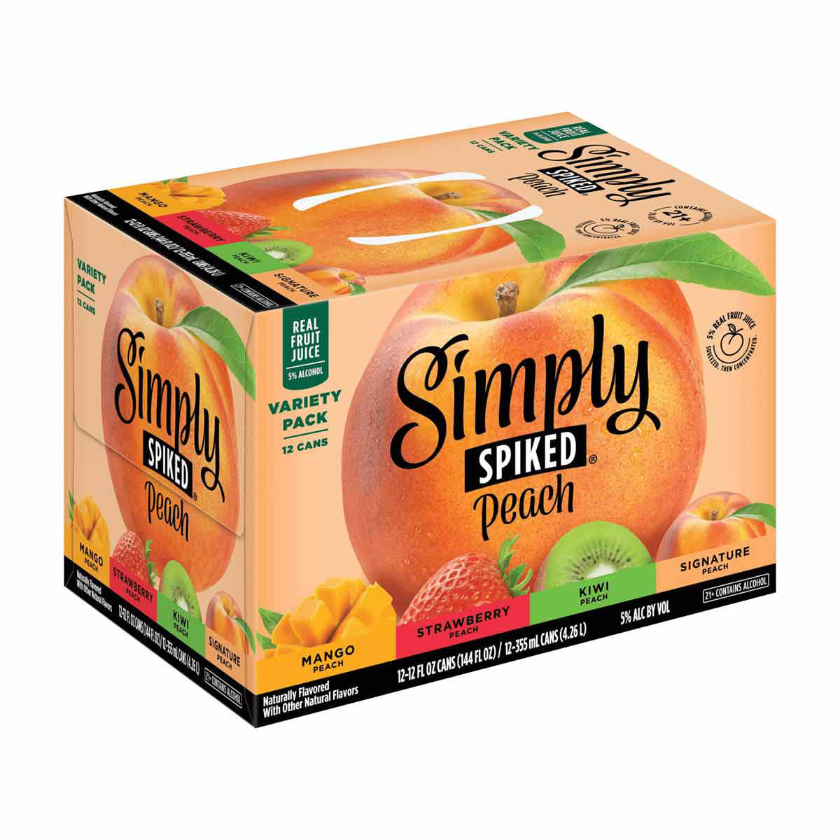 Simply Spiked Peach Variety Pack 12 Pack 12 fl oz 5% ABV