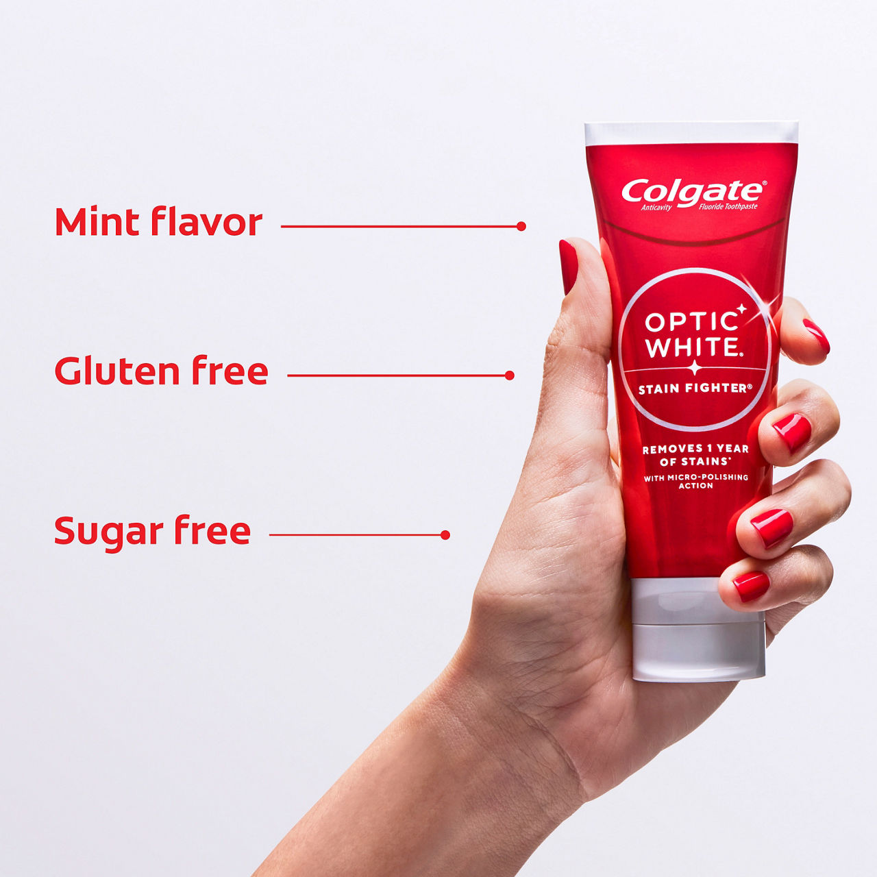 Colgate Optic White Stain Fighter Toothpaste, Fresh Mint Gel, 2 oz