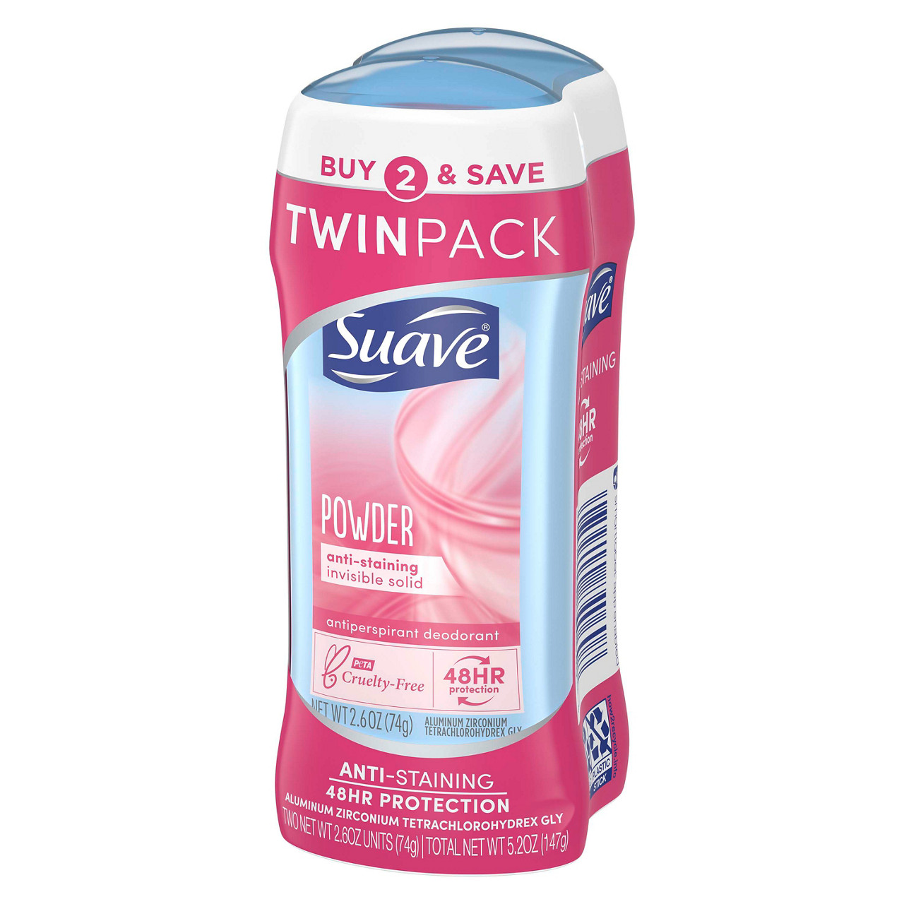 Suave Deodorant Powder Antiperspirant & Deodorant Stick, 2.6oz., 2 Count