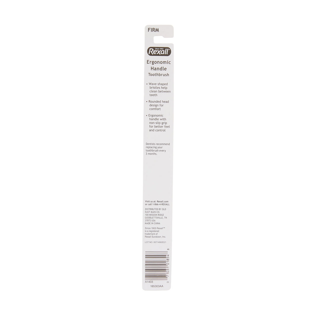 Rexall Ergonomic Handle Toothbrush, Firm