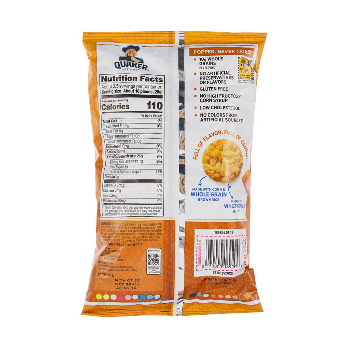 Quaker Caramel Rice Crisps, 3.52 oz