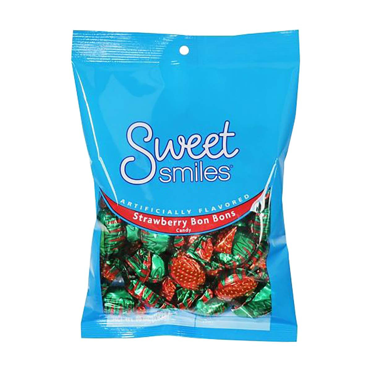 Sweet Smiles Strawberry Bon Bons Filled Hard Candy 6 Oz