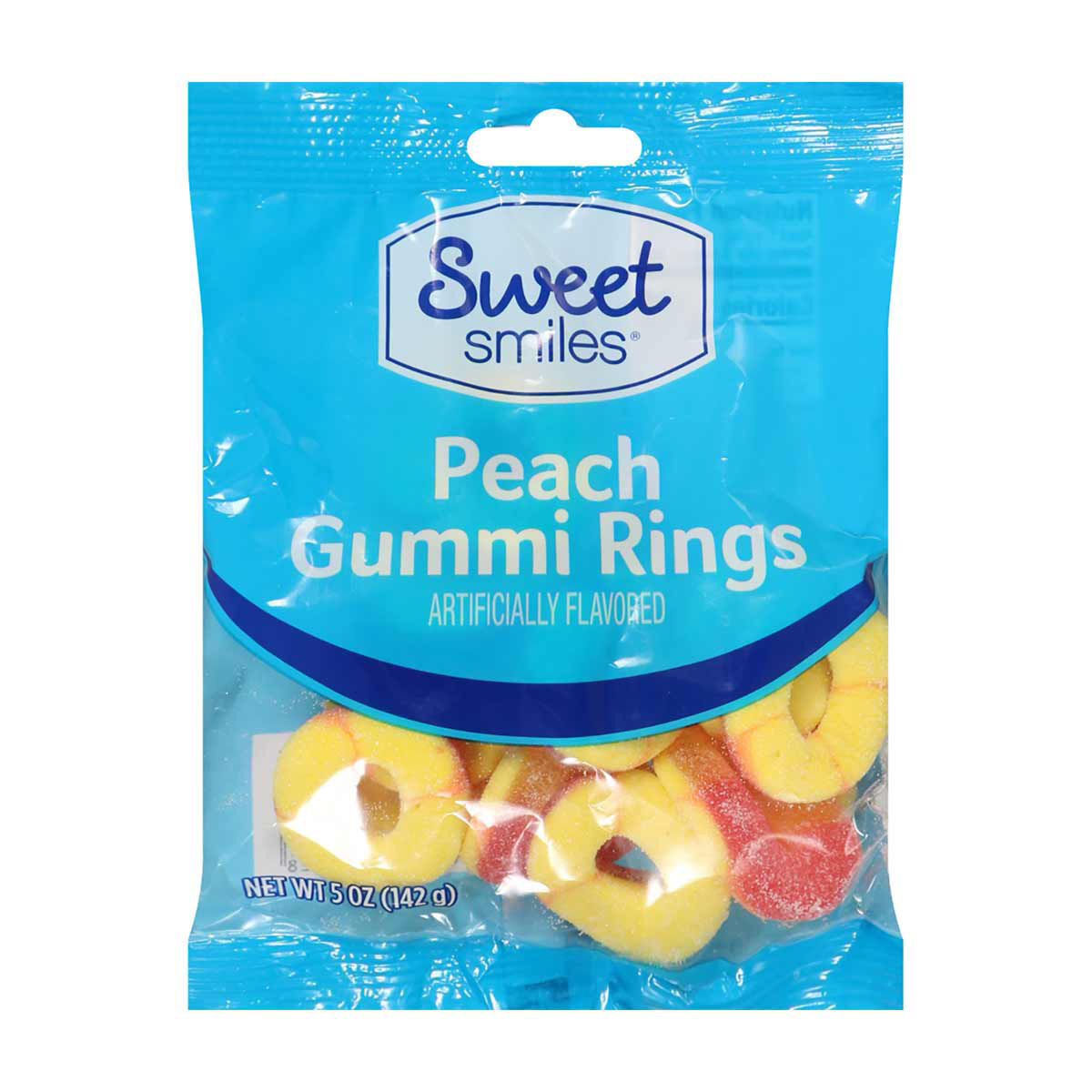 Sweet Smiles Peach Gummi Rings, 5 oz.