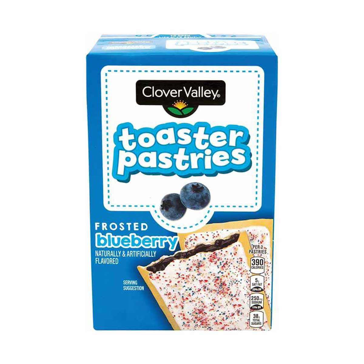 Clover Valley Toaster Pastries, Frosted Blueberry, 6 Count