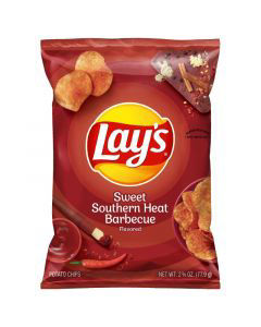 Lays Sweet Southern Heat Barbeque Flavored Potato Chips, 2.75 oz