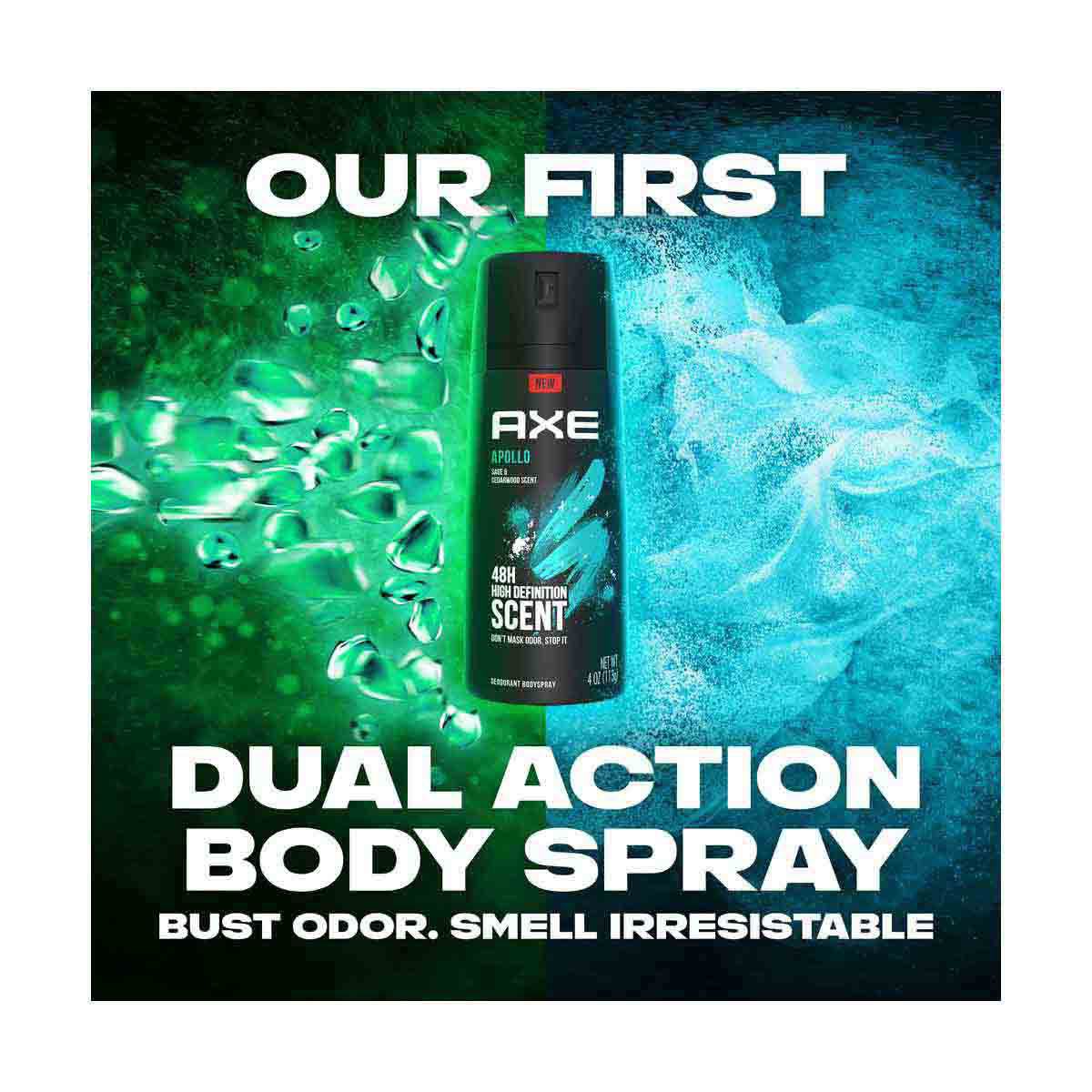 AXE Apollo Dual Action Body Spray Deodorant, 4oz.