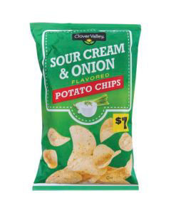 Clover Valley Potato Chips, Sour Cream & Onion, 5 oz.