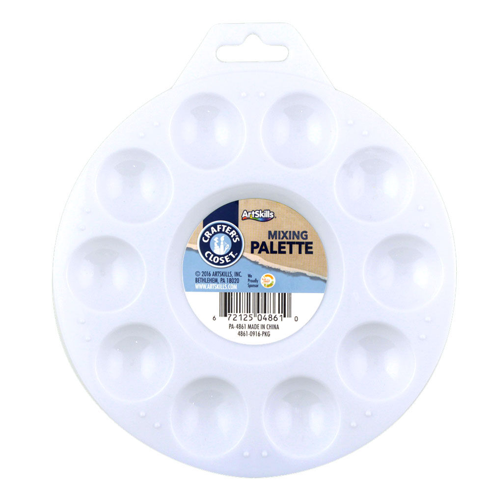 Crafter's Closet Round Plastic Artist Paint Mixing Palette, 10 Paint ...