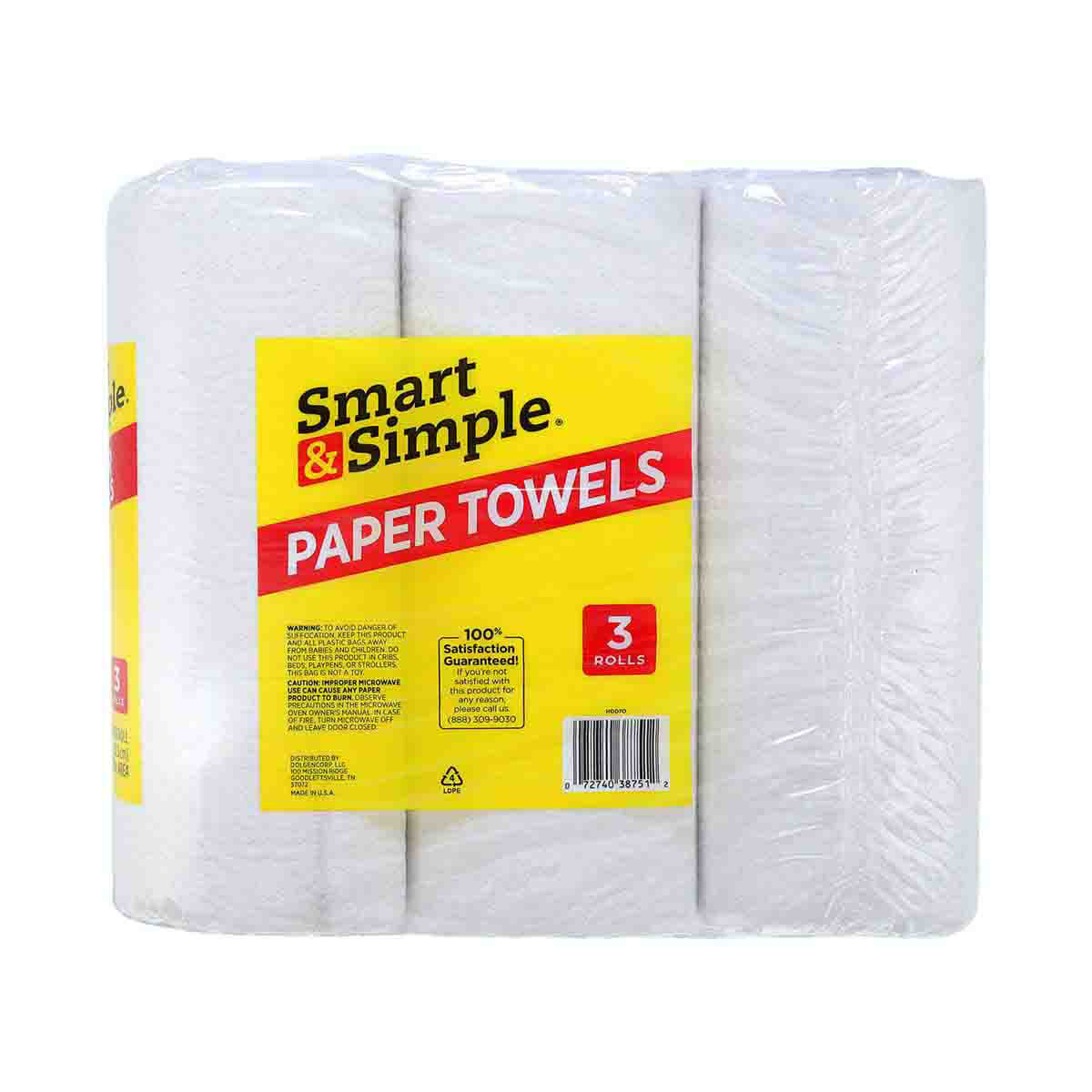 Smart & Simple Paper Towels, 3 Rolls