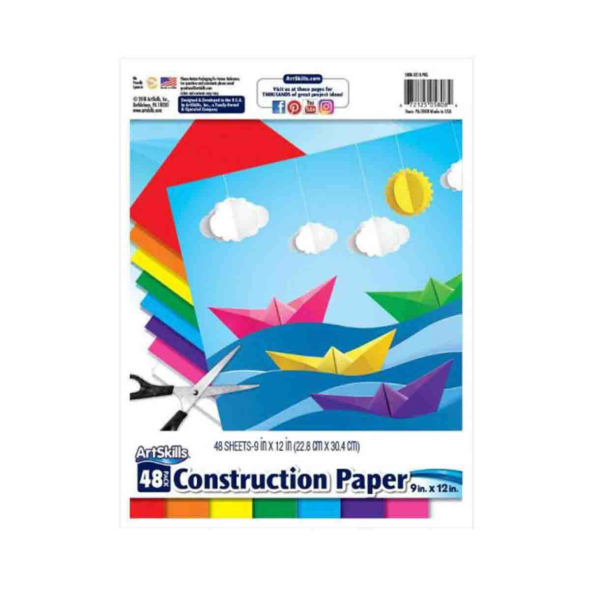 ArtSkills 9" x 12" Assorted Color Construction Paper Pack, for Drawing ...