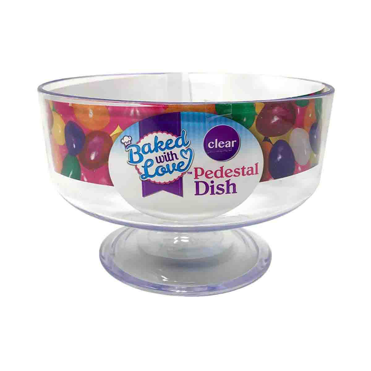 Baked with Love Footed Clear Plastic Pedestal Candy and Snack Dish, 6 ...