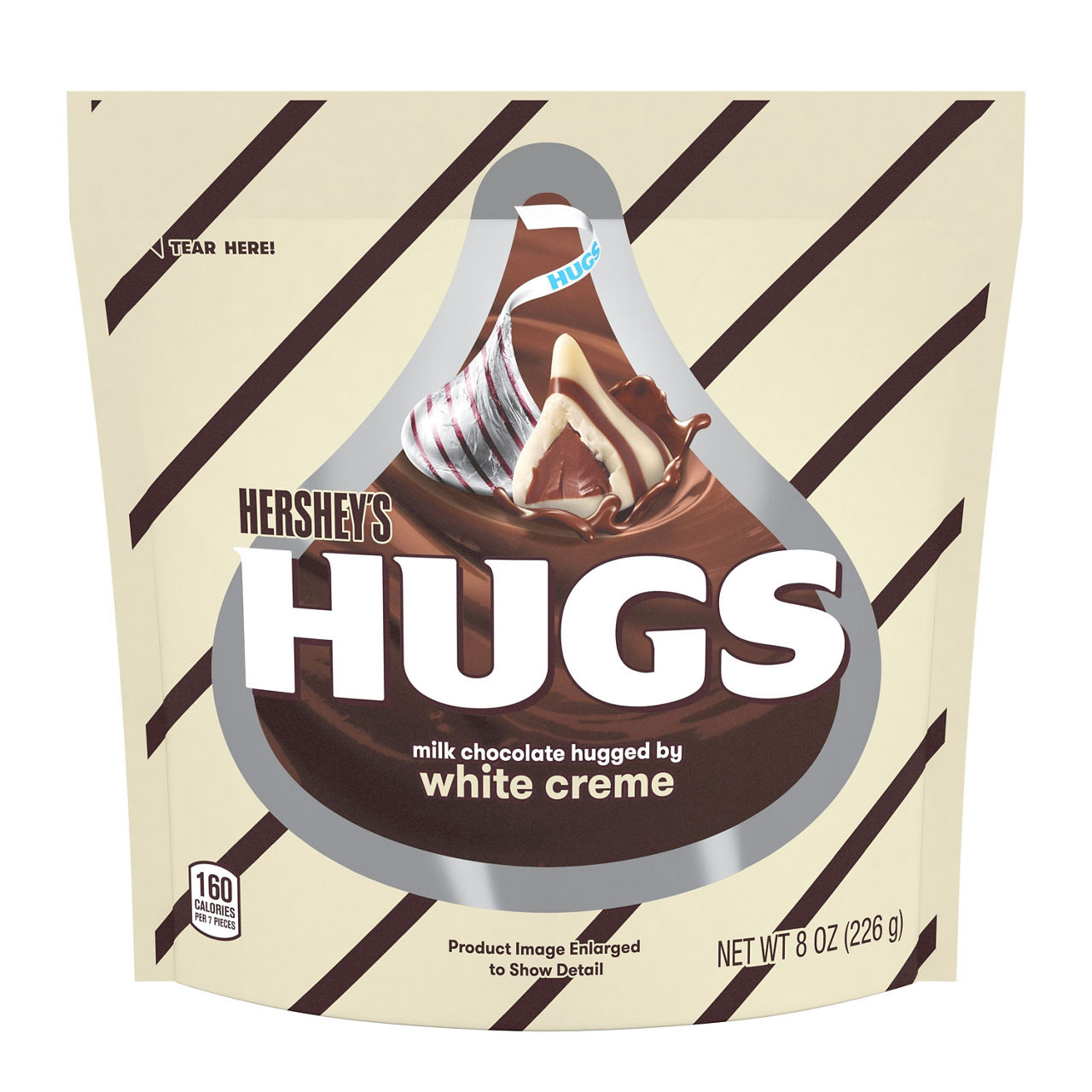 Hershey's Hugs Milk Chocolate and White Crème Candy Bag, 8 oz.