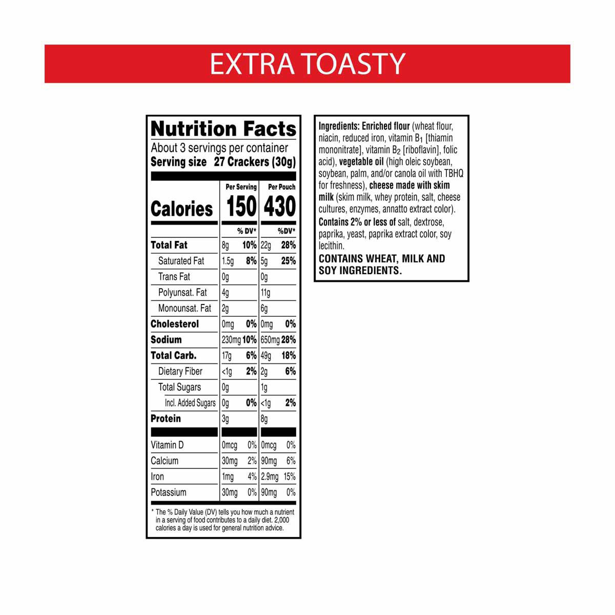 Cheez-It Baked Snack Crackers, Extra Toasty, 3 oz