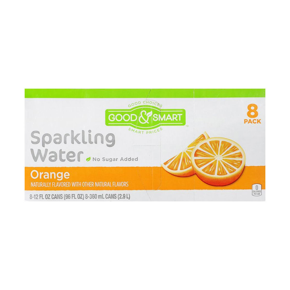 Good & Smart Orange Sparkling Water, 12 fl oz (Pack of 8)