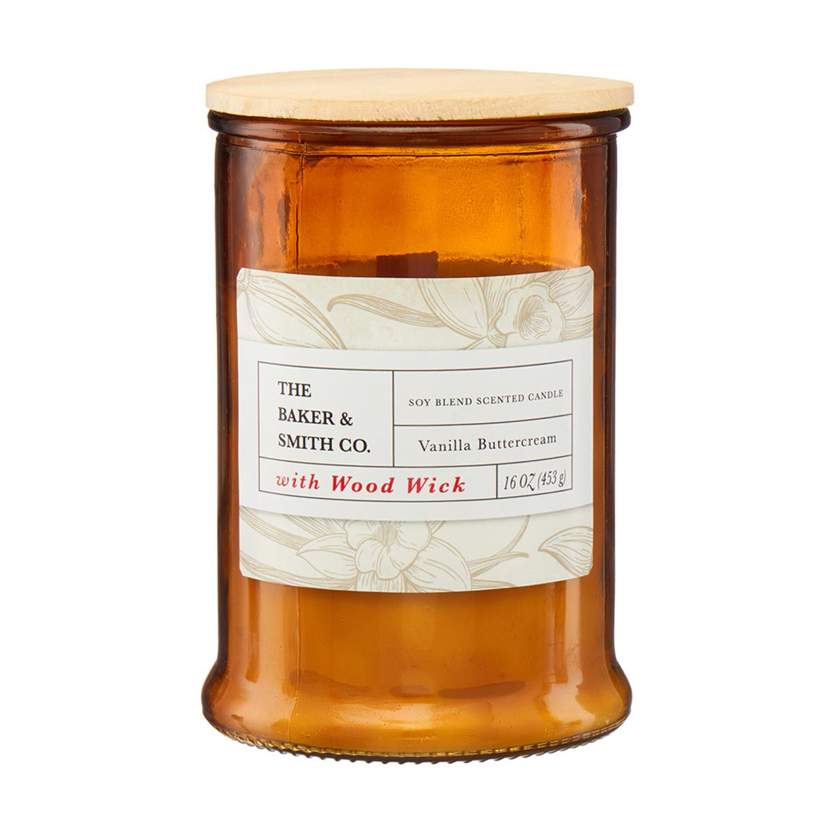 The Baker & Smith Co Soy Blend Scented Candle with Wooden Wick, 16 oz ...