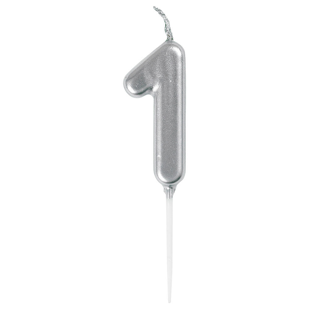Mini Silver Number Birthday Candle, 0