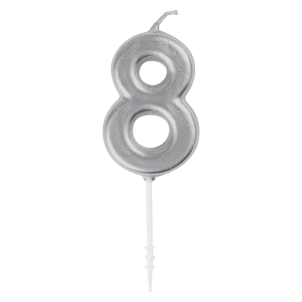 Mini Silver Number Birthday Candle, 0