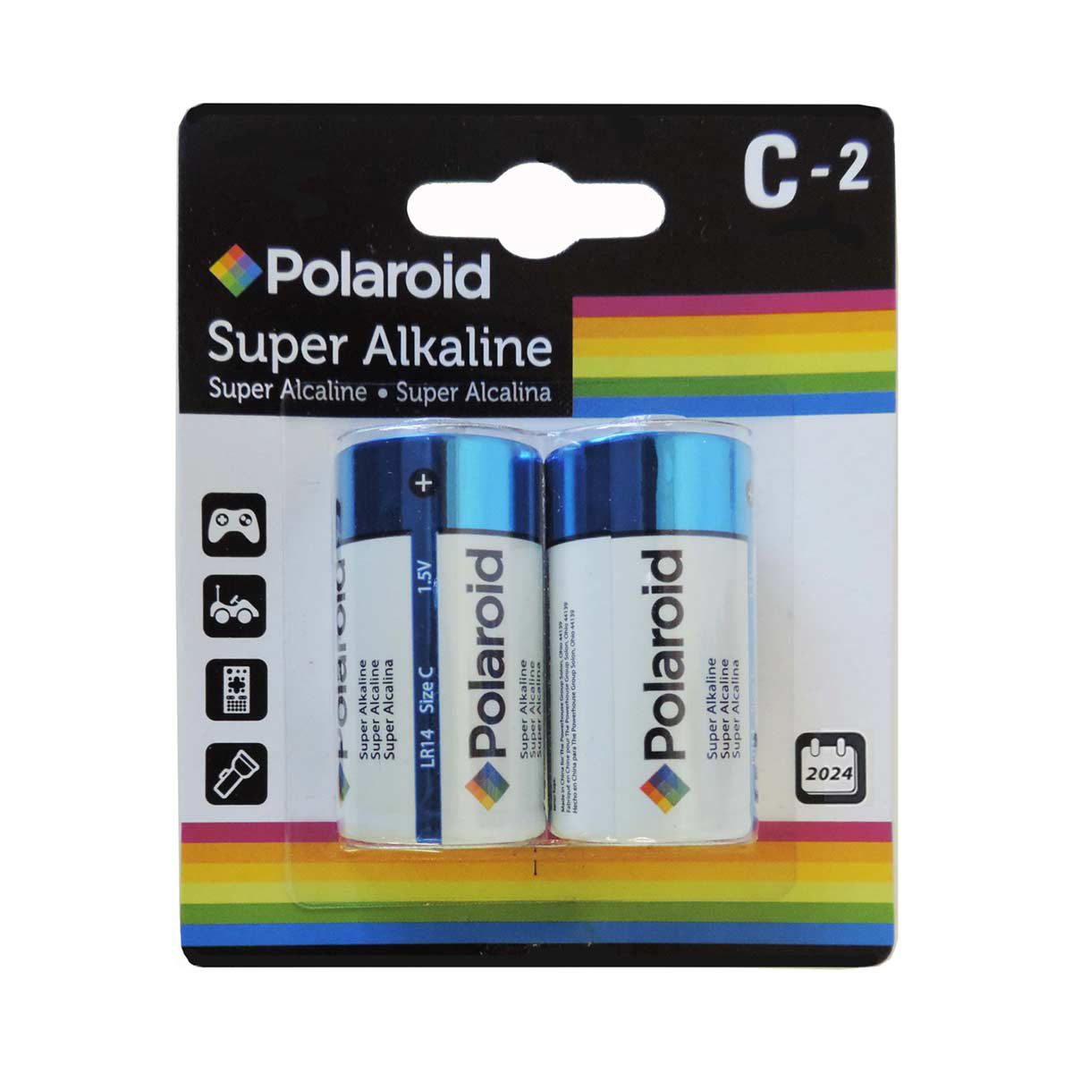 Polaroid Alkaline Batteries C, 2 Pack