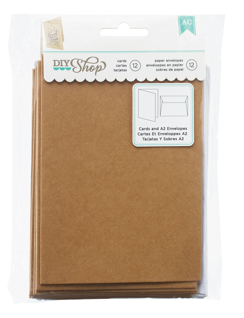 American Crafts Kraft Cards and Envelopes, 12 Pack