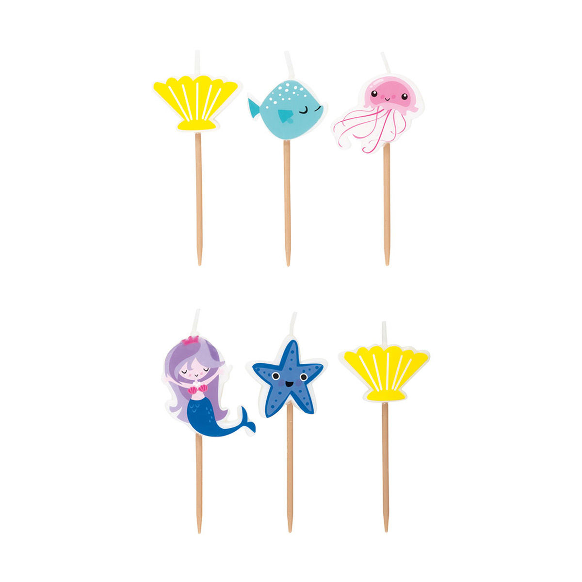 Magical Mermaid, Starfish, Seashells, & Jellyfish Pick Birthday Candles ...