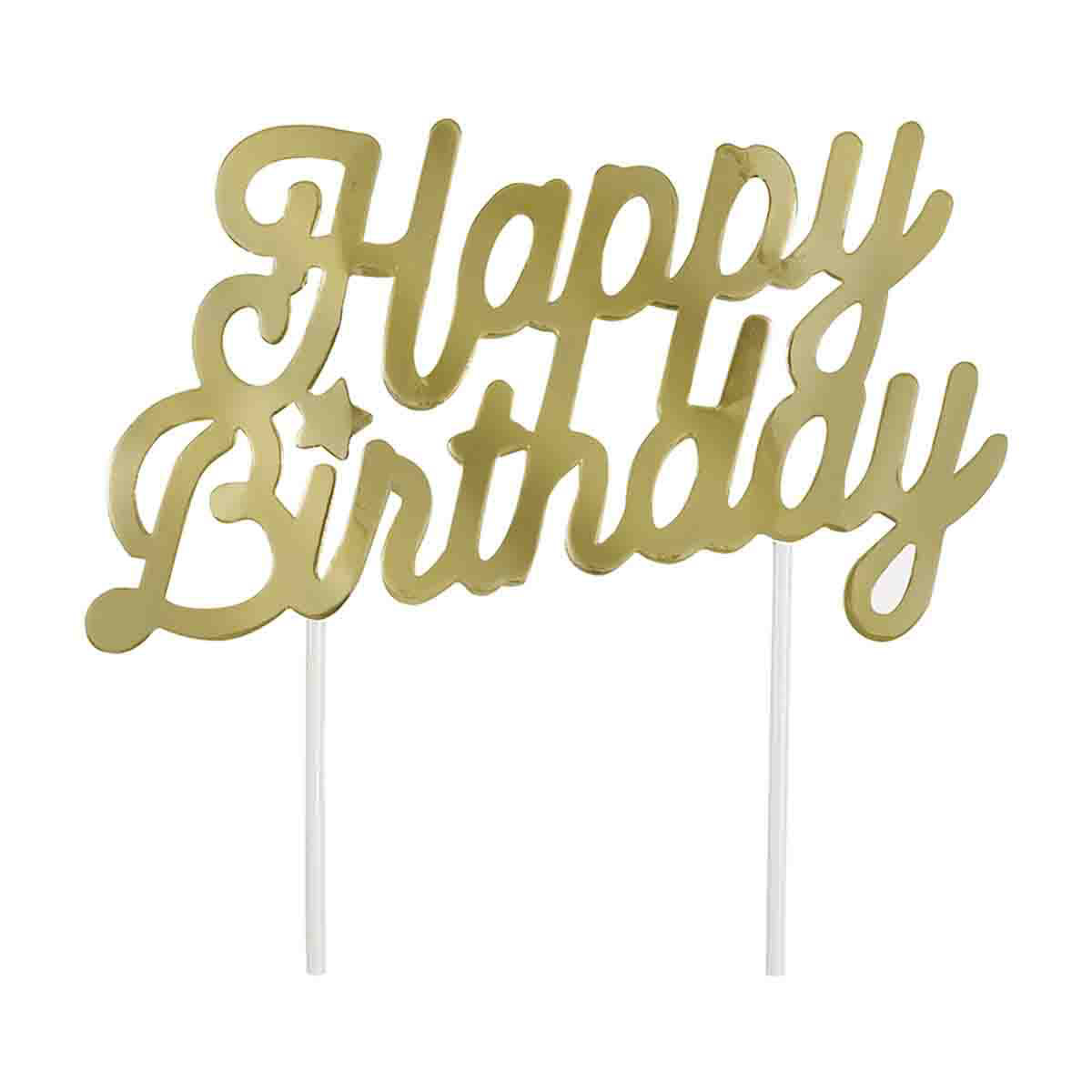 321 Party! Gold Foil "Happy Birthday" Cake Topper