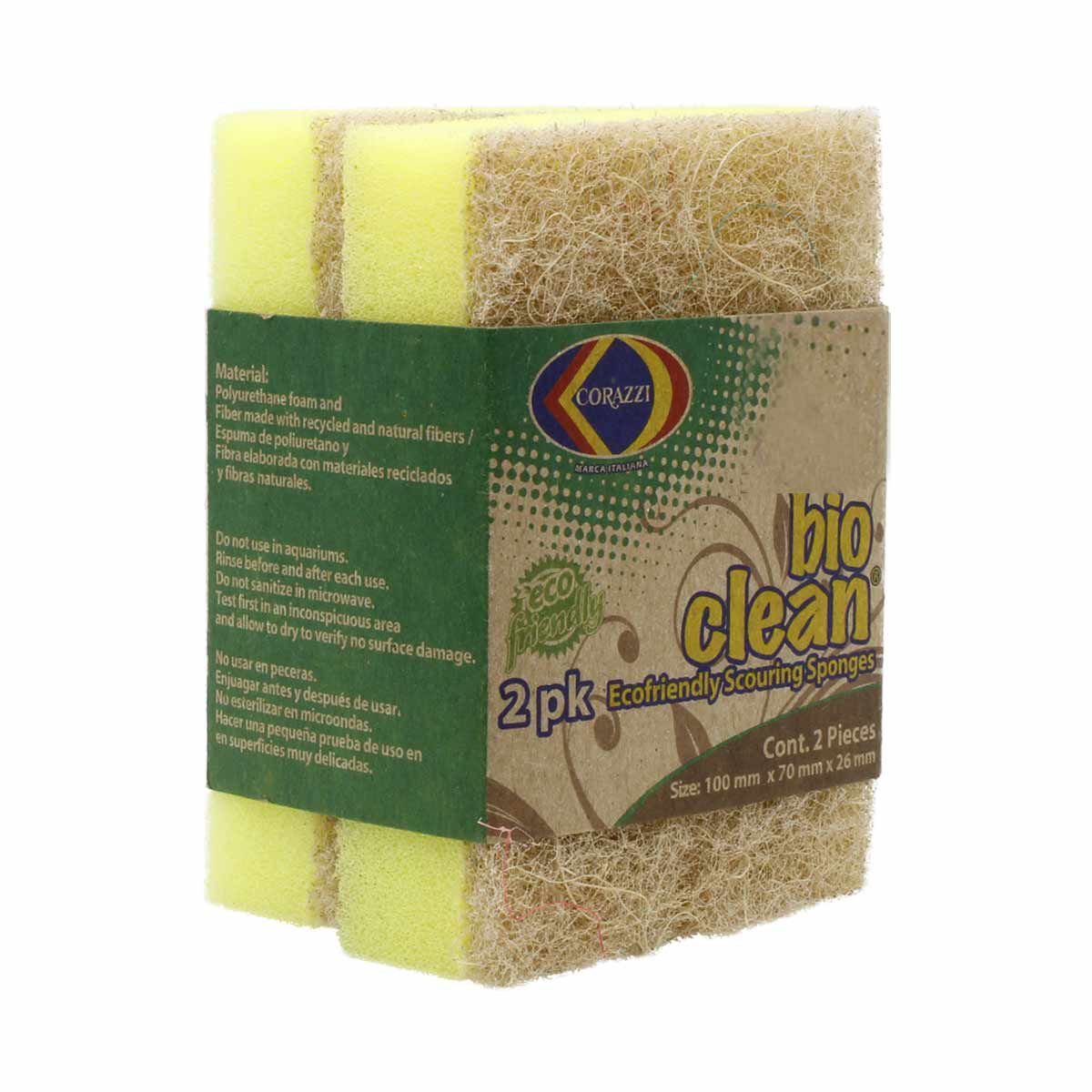 Bio Clean Eco-Friendly Scouring Sponges, 2 Pack
