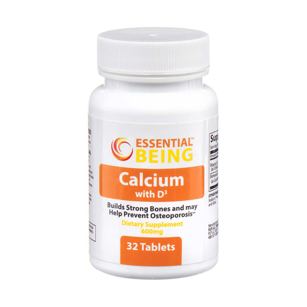 Essential Being Calcium With Vitamin D-3 Supplement, 600 mg., 32 Tablets