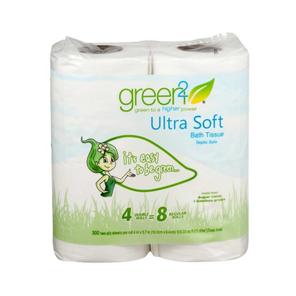 Green 2 Ultra Soft Bath Tissue, 4 Pack